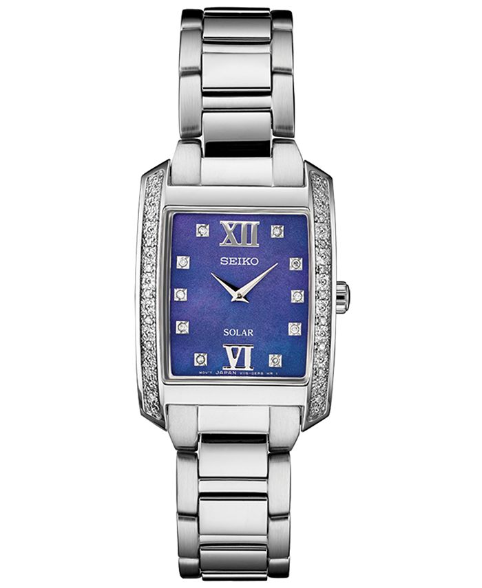 Seiko Women's Solar Diamond Collection Diamond-Accent Stainless Steel ...