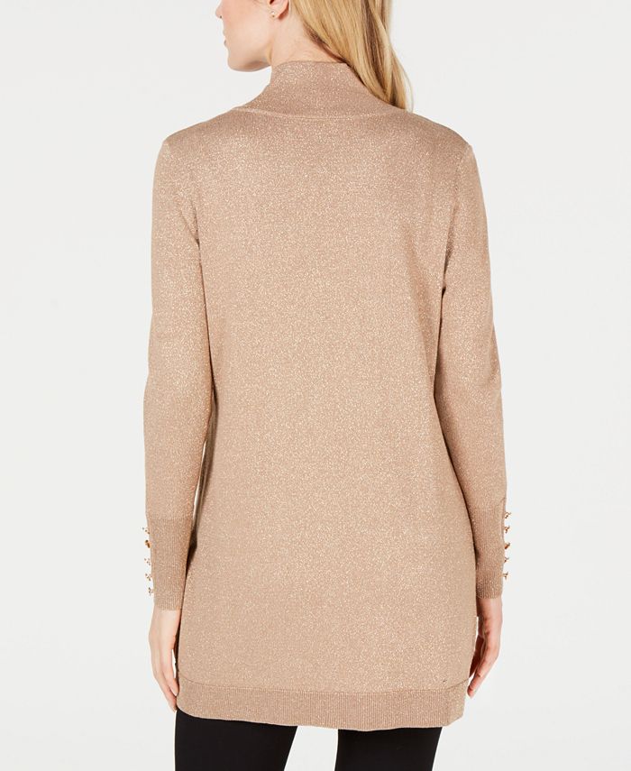 JM Collection Snap-Sleeve Metallic Cardigan Sweater, Created for Macy's ...