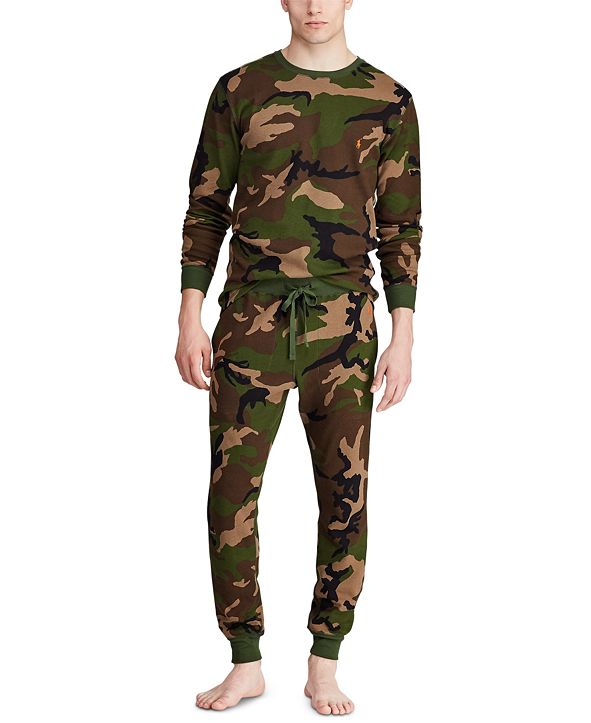 Polo Ralph Lauren Mens Camo Waffle Knit Thermal Pajama Shirt And Reviews
