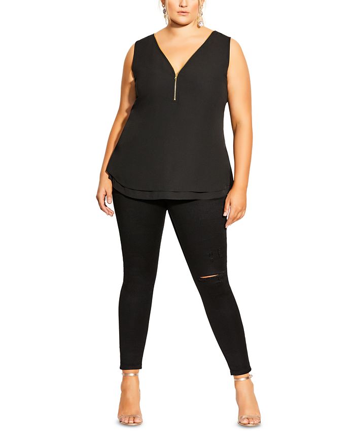 City Chic Trendy Plus Size Sexy Zip Top & Reviews - Tops - Plus Sizes ...