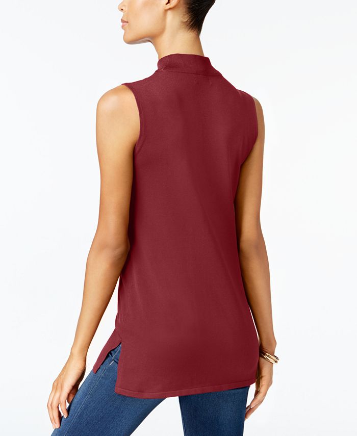 JM Collection Petite Sleeveless Mock Neck Sweater, Created for Macy's ...