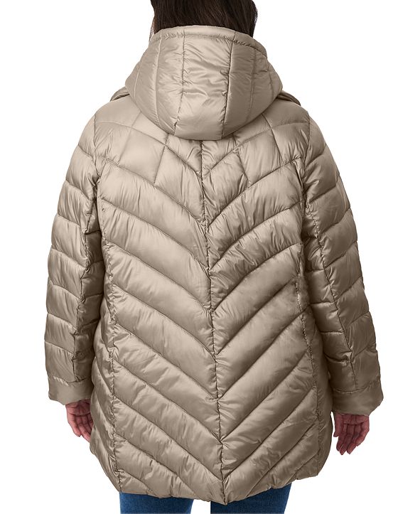 Bernardo Plus Size Bibbed Hooded Packable Puffer Coat & Reviews - Coats ...