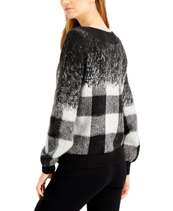 Bar III Buffalo Check Pullover Sweater, Created for Macy's & Reviews ...