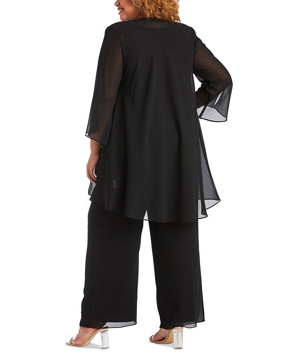 R & M Richards Plus Size Embellished Blouse, Jacket & Pants & Reviews ...