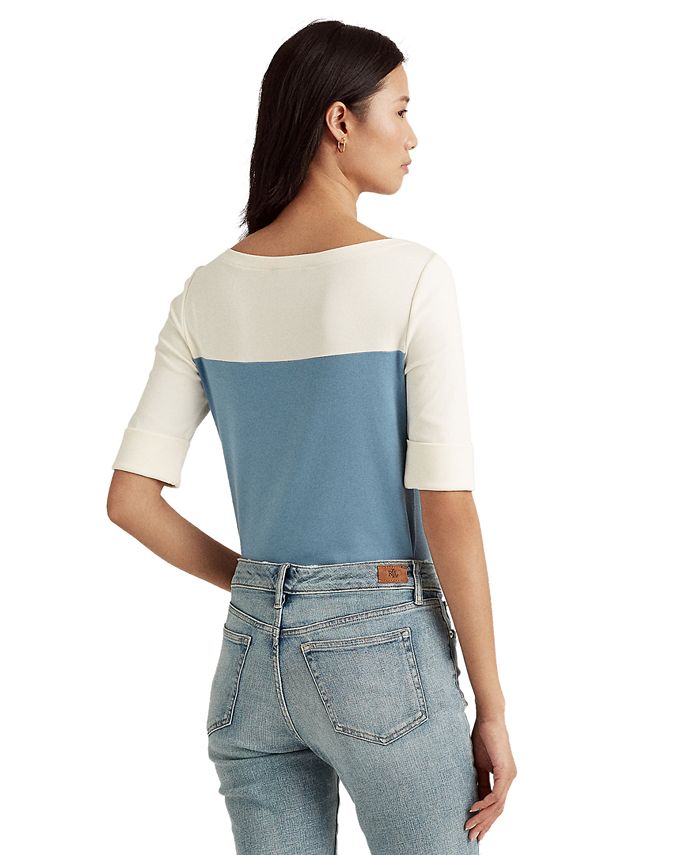 Lauren Ralph Lauren Color-Blocked Top & Reviews - Tops - Women - Macy's