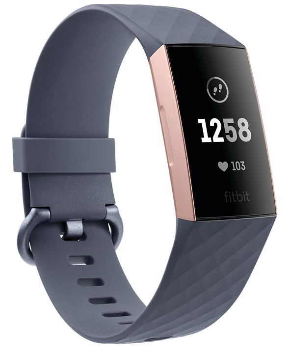 Fitbit Charge 3 Unisex Blue-Gray Elastomer Band Touchscreen Smart Watch ...