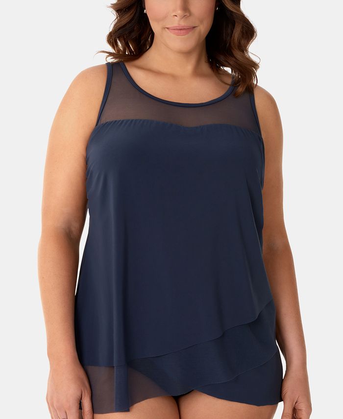 Miraclesuit Plus Size Mirage Tankini Top & Reviews - Swimsuits & Cover ...