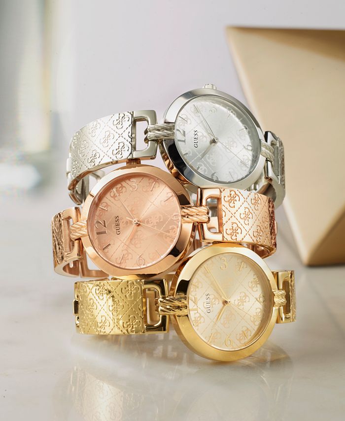 GUESS Women's G Luxe Gold-Tone Stainless Steel Bangle Bracelet Watch ...