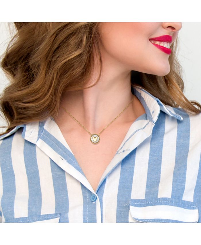 Disney Mickey Mouse Mother-of-Pearl Pendant Necklace in Fine Silver ...