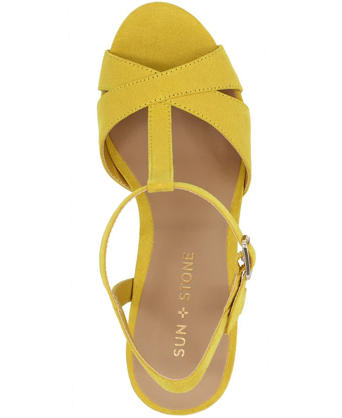 Sun + Stone Jamie T-Strap Platform Dress Sandals, Created for Macy's ...