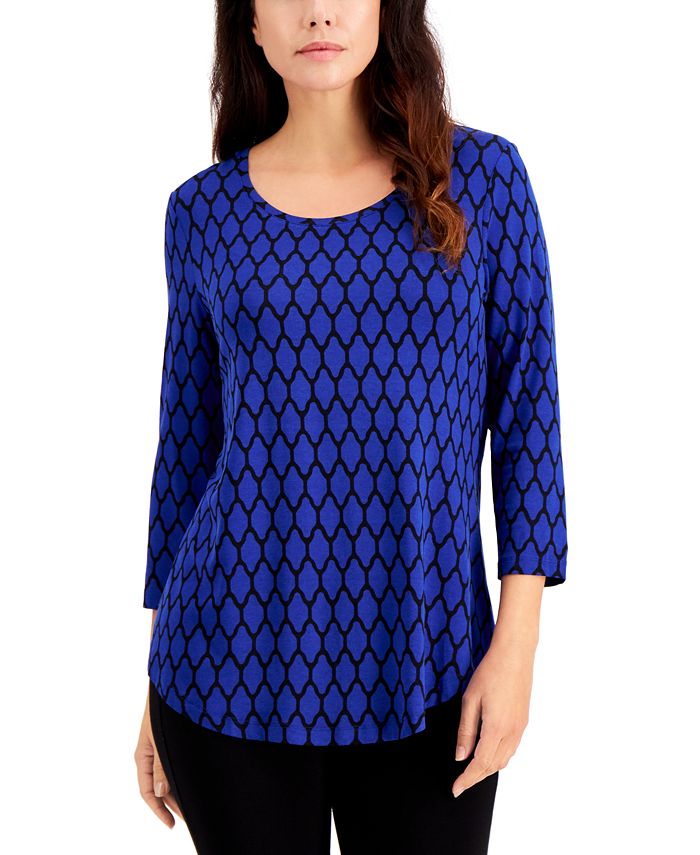 JM Collection Jacquard Print Top, Created for Macy's & Reviews - Tops ...