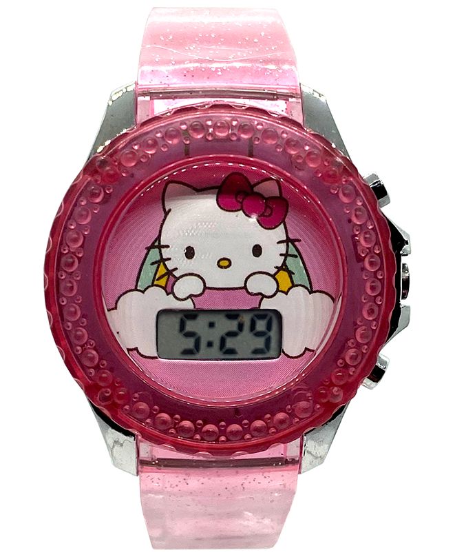 Accutime Kid's Hello Kitty Digital Pink Silicone Strap Watch 34mm ...