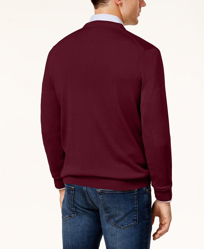Club Room Men's Solid V-Neck Merino Wool Blend Sweater, Created for ...
