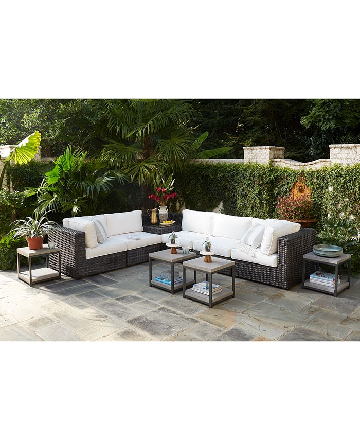 Furniture Viewport Outdoor 7-Pc. Modular Seating Set (2 Corner Units, 3 ...