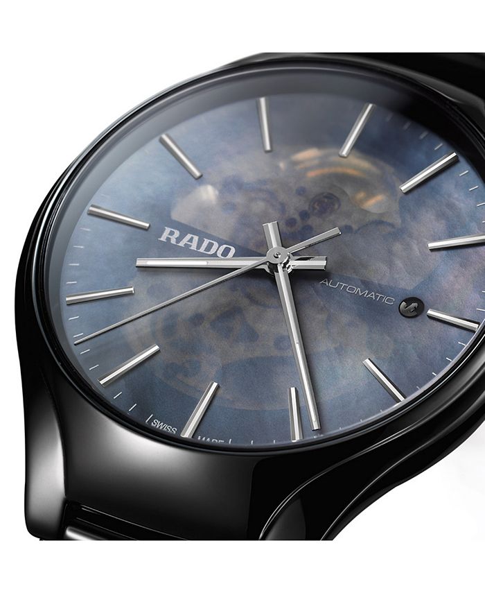 Rado Men's Swiss Automatic True Black Ceramic Bracelet Watch 40mm ...