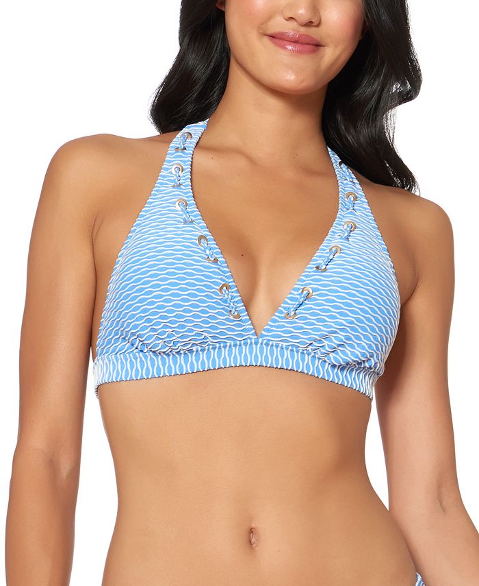 Jessica Simpson Twiggy Stripe Textured Halter Bikini Top And Reviews