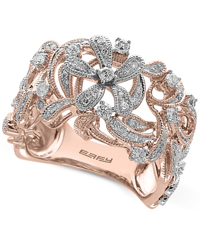 EFFY Collection Pavé Rose by EFFY® Diamond Floral Ring (3/8 ct. t.w ...