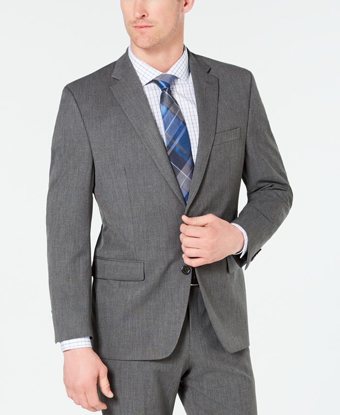Chaps Men's Classic-Fit Stretch Wrinkle-Resistant Gray Sharkskin Suit ...