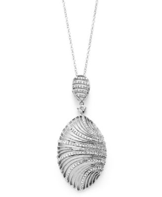 Diamond Shell Pendant Necklace In Sterling Silver (5/8 Ct. T.w.) | Vita
