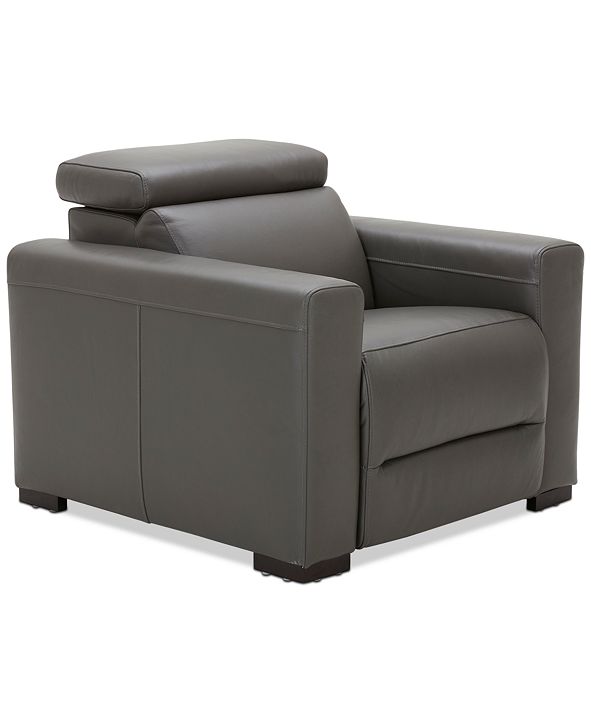 Furniture Nevio 39" Leather Power Recliner with Rachet Headrest ...