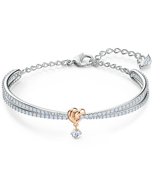 Swarovski Two-Tone Heart Knot & Crystal Split Bangle Bracelet & Reviews ...