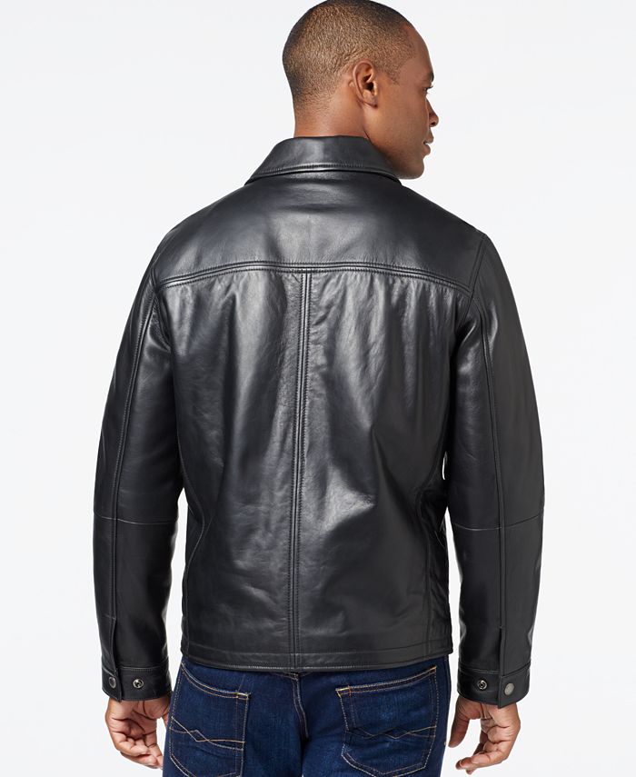 Perry Ellis Open Bottom Leather Jacket with Lining & Reviews - Coats ...