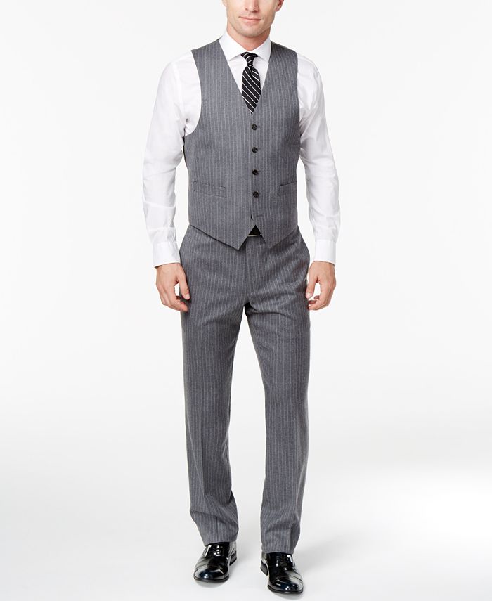 Lauren Ralph Lauren Men's Classic-Fit Ultraflex Light Gray Pinstripe ...