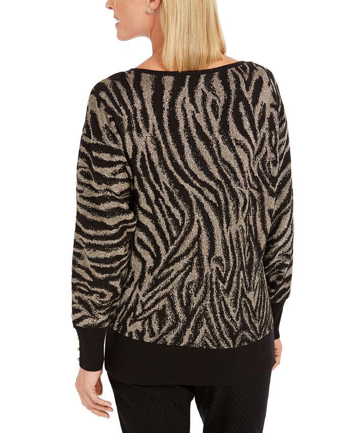 JM Collection Jacquard Zebra-Print Sweater, Created For Macy's ...