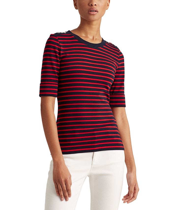 Lauren Ralph Lauren LRL Button Elbow Length Sleeve Top & Reviews - Tops ...
