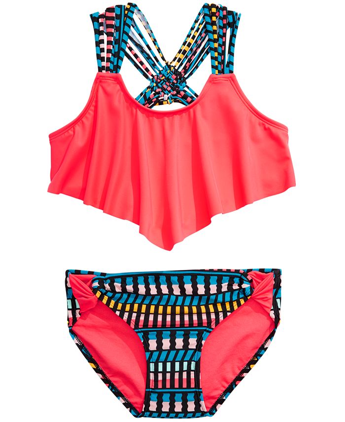 Summer Crush Big Girls 2-Pc. Printed Flounce Bikini & Reviews ...