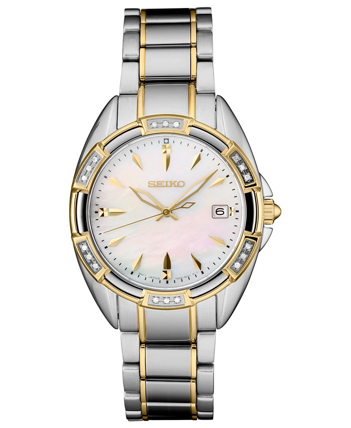 Seiko Womens Diamond Accent Two Tone Stainless Steel Bracelet Watch 33