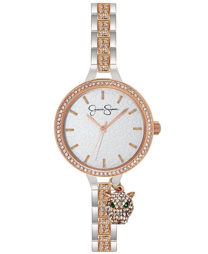 Jessica Simpson Women's Pave Crystal Panther Charm Two Tone Bracelet ...