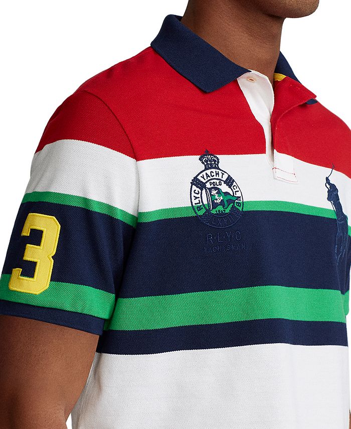Polo Ralph Lauren Men's Custom Slim Fit Striped Mesh Polo Shirt & Reviews - Polos - Men - Macy's