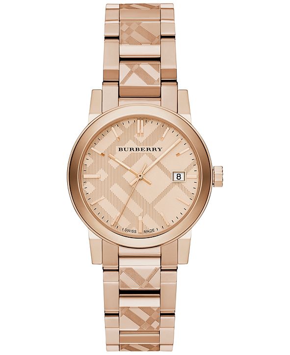 Burberry Women's Swiss Rose Gold Ion-Plated Stainless Steel Bracelet ...
