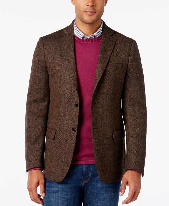 Lauren Ralph Lauren Men's Classic-Fit Soft Wool Brown Herringbone Sport ...