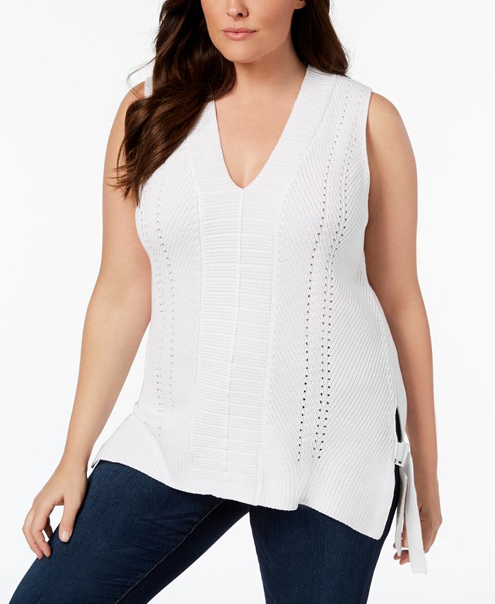 525 America Plus Size Sleeveless Tunic Sweater, Created for Macy's ...