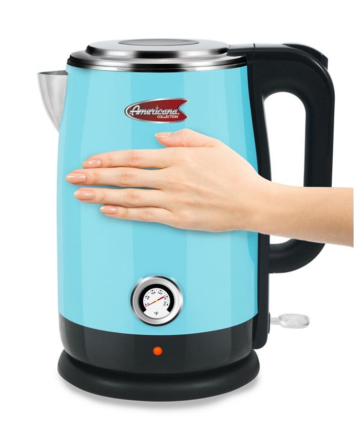 Americana 1.7L Blue Cool Touch Stainless Steel Electric Kettle with ...
