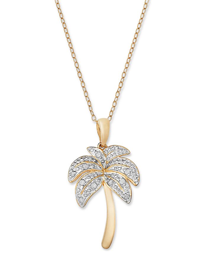 Macy's Diamond Palm Tree Pendant Necklace in 18k Gold over Sterling ...
