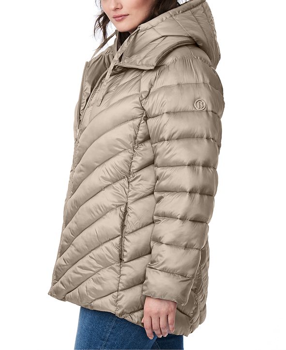 Bernardo Plus Size Bibbed Hooded Packable Puffer Coat & Reviews - Coats ...