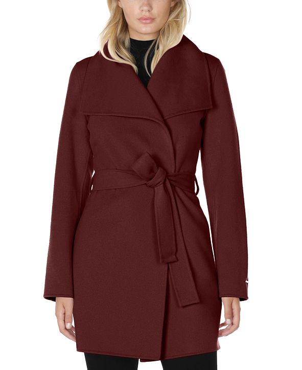 Tahari Ella Double Face Belted Wrap Coat & Reviews - Coats - Women - Macy's