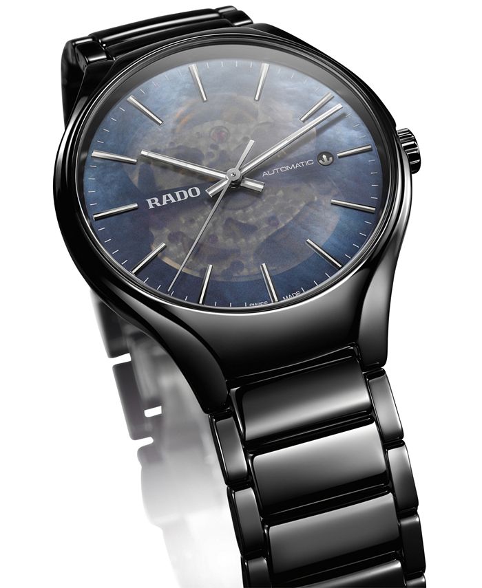 Rado Men's Swiss Automatic True Black Ceramic Bracelet Watch 40mm ...