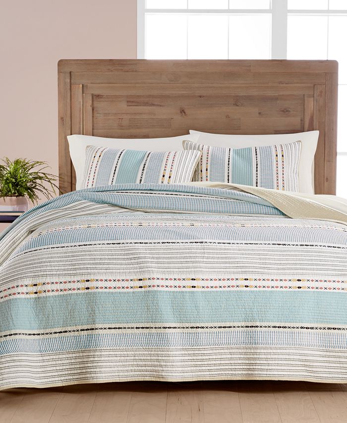 Martha Stewart Collection Cotton Earth-Tone Stripe Full/Queen Quilt ...