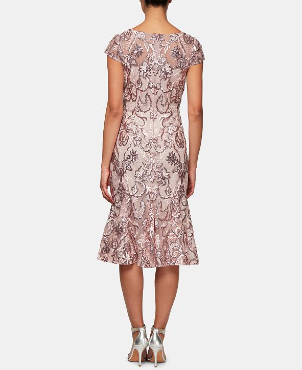 Alex Evenings Sequined Floral Embroidered Midi Dress & Reviews ...