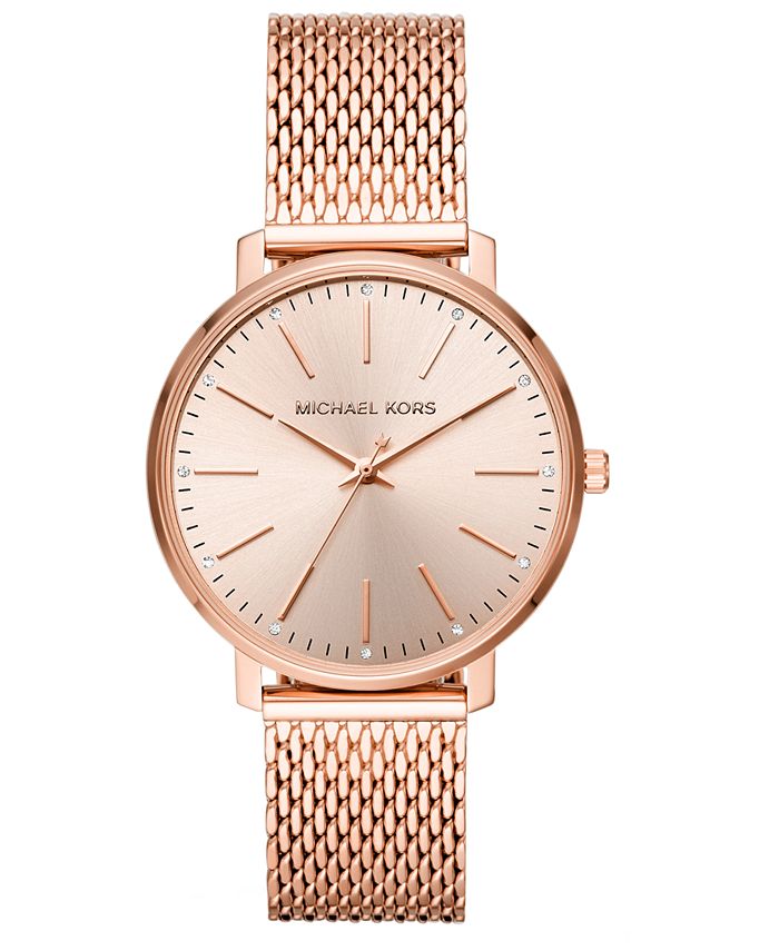 Michael Kors Women's Pyper Rose Gold-Tone Stainless Steel Mesh Bracelet ...