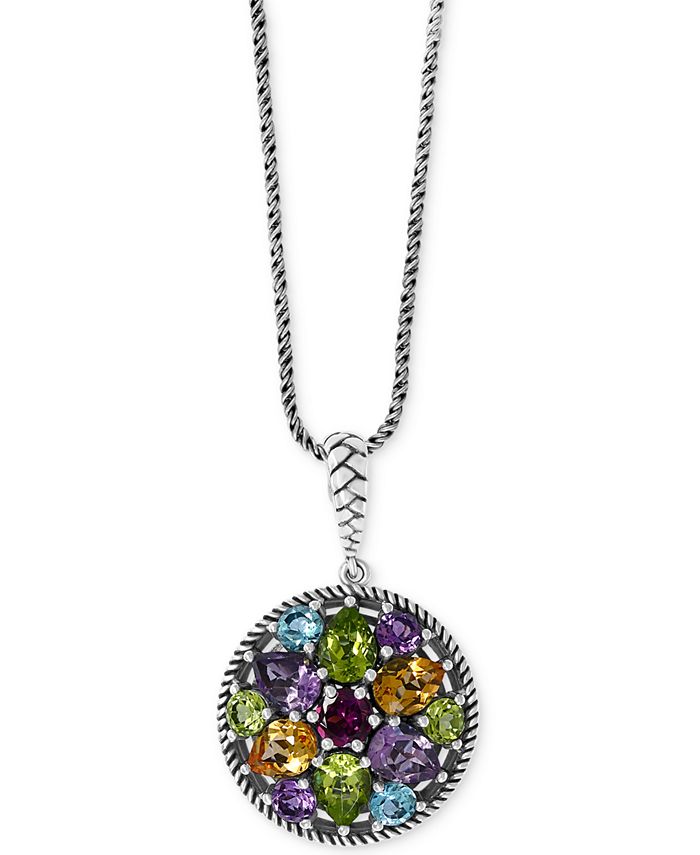 EFFY Collection EFFY® Multi-Gemstone Disc 18" Pendant Necklace (7-1/3 ...