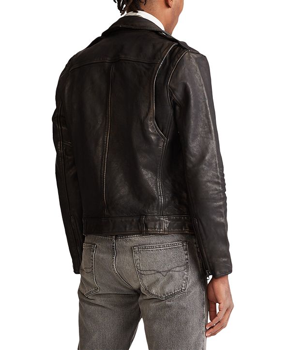 Polo Ralph Lauren Men's Leather Biker Jacket & Reviews - Coats ...
