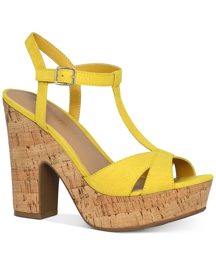 Sun + Stone Jamie T-Strap Platform Dress Sandals, Created for Macy's ...