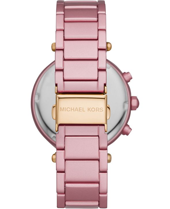 Michael Kors Women's Chronograph Parker Pink Aluminum Bracelet Watch ...