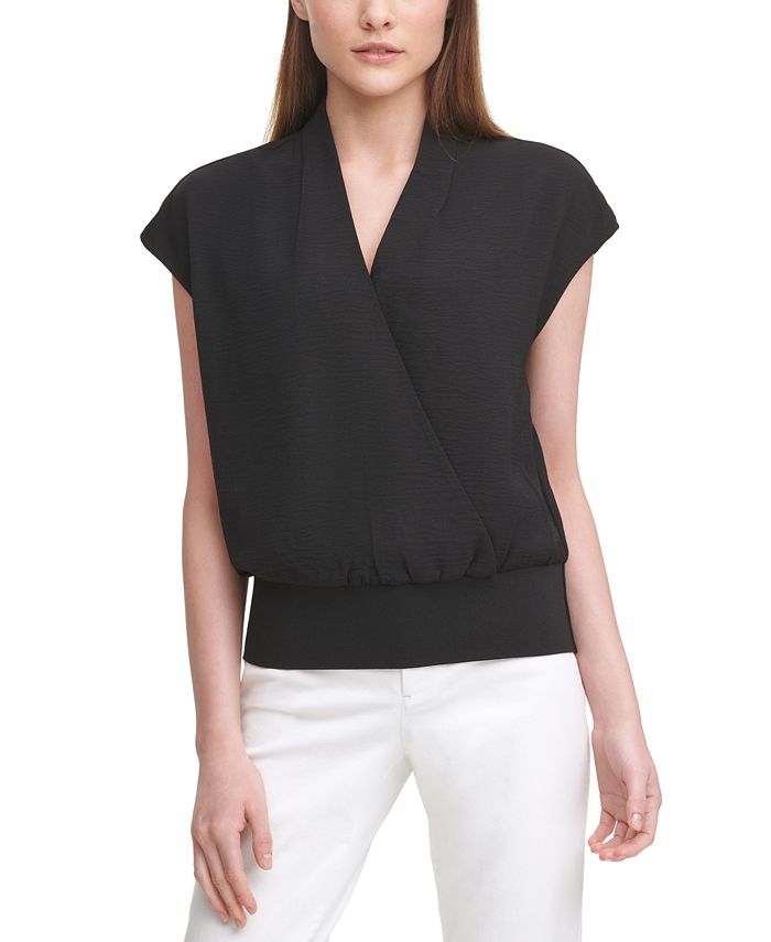 Calvin Klein Cap Sleeve Surplice Blouse And Reviews Tops Women Macys