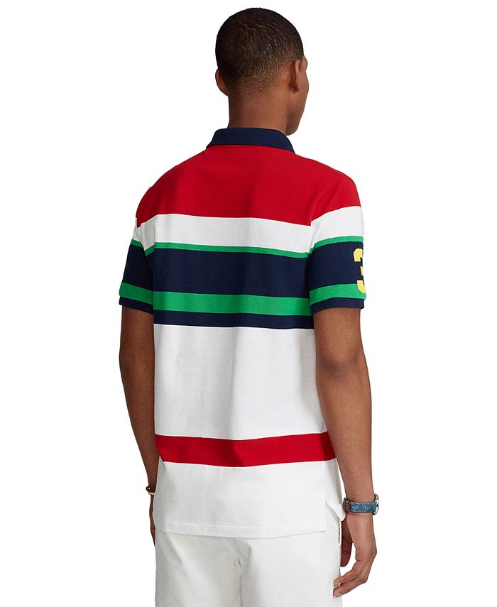 Polo Ralph Lauren Men's Custom Slim Fit Striped Mesh Polo Shirt & Reviews - Polos - Men - Macy's